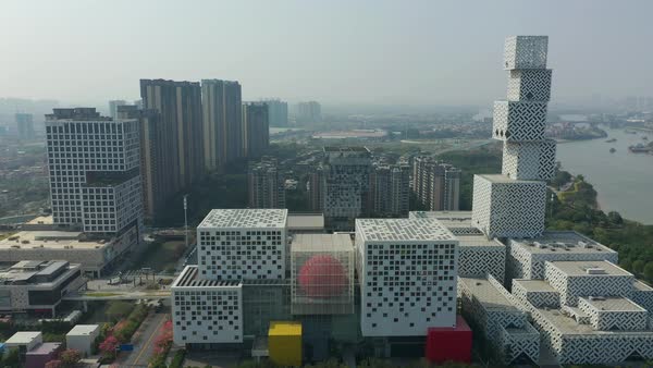 Foshan city summer day famous modern theatre opera house art center ...