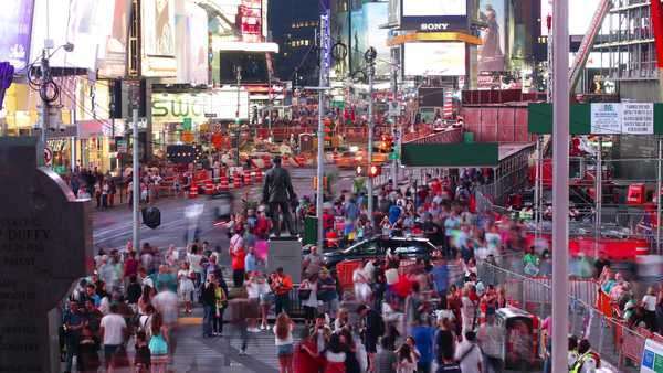 Times Square crowd night time timelapse from New York City - 4K Royalty ...