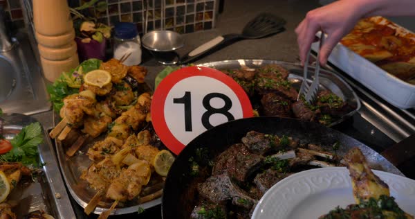 Variety of cooked meats on home kitchen counter - Stock Video Footage ...