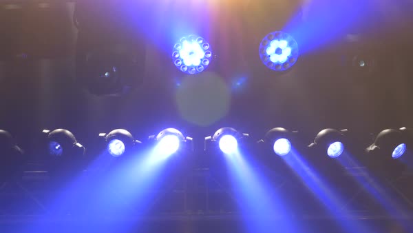 Demonstration of stage lighting at work. Different kinds of stage ...