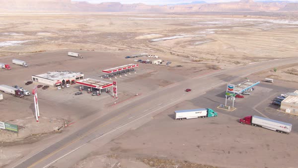 UTAH, UNITED STATES OF AMERICA, MARCH 2019: DRONE: Shipex truck drives ...