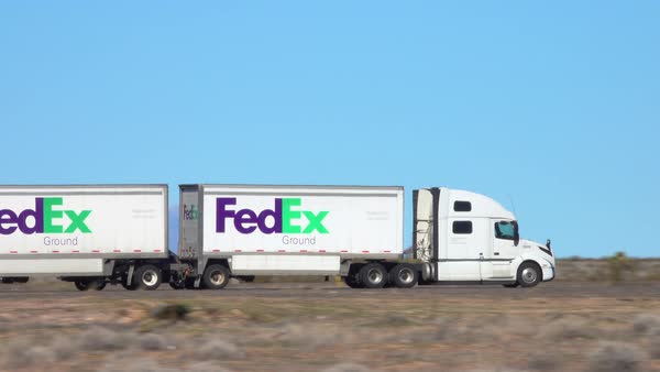 UTAH, UNITED STATES OF AMERICA, MARCH 2019: CLOSE UP: FedEx truck ...