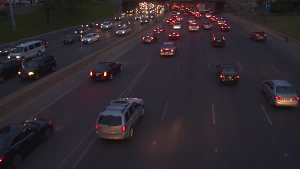 CLOSE UP, AERIAL: Cars, SUVs and semi-trailer trucks stuck in heavy ...