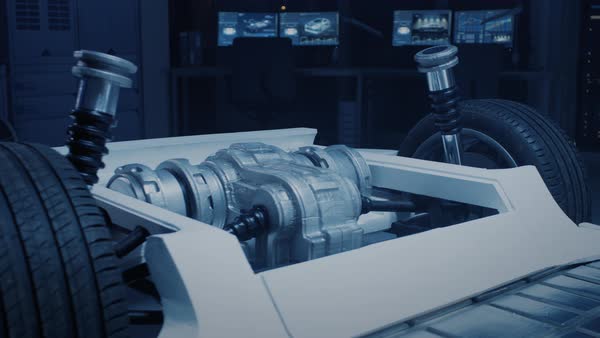 Automobile concept: authentic electric car platform chassis. Hybrid ...