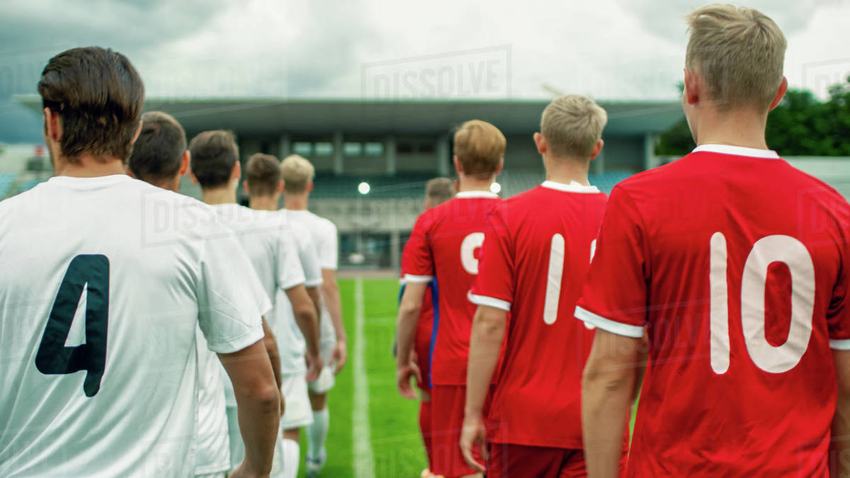 Two Professional Soccer Teams Leaving The Field After Successful Match ...
