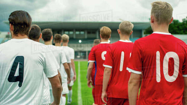 Two Professional Soccer Teams Leaving The Field After Successful Match ...