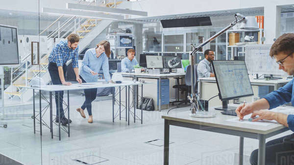 In the Busy Engineering Agency: Diverse Group of Engineers, Technicians ...