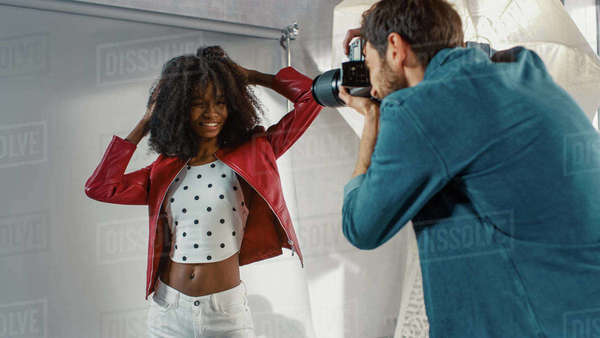 Behind the Scenes on Photo Shoot: Beautiful Black Model Posing for a ...
