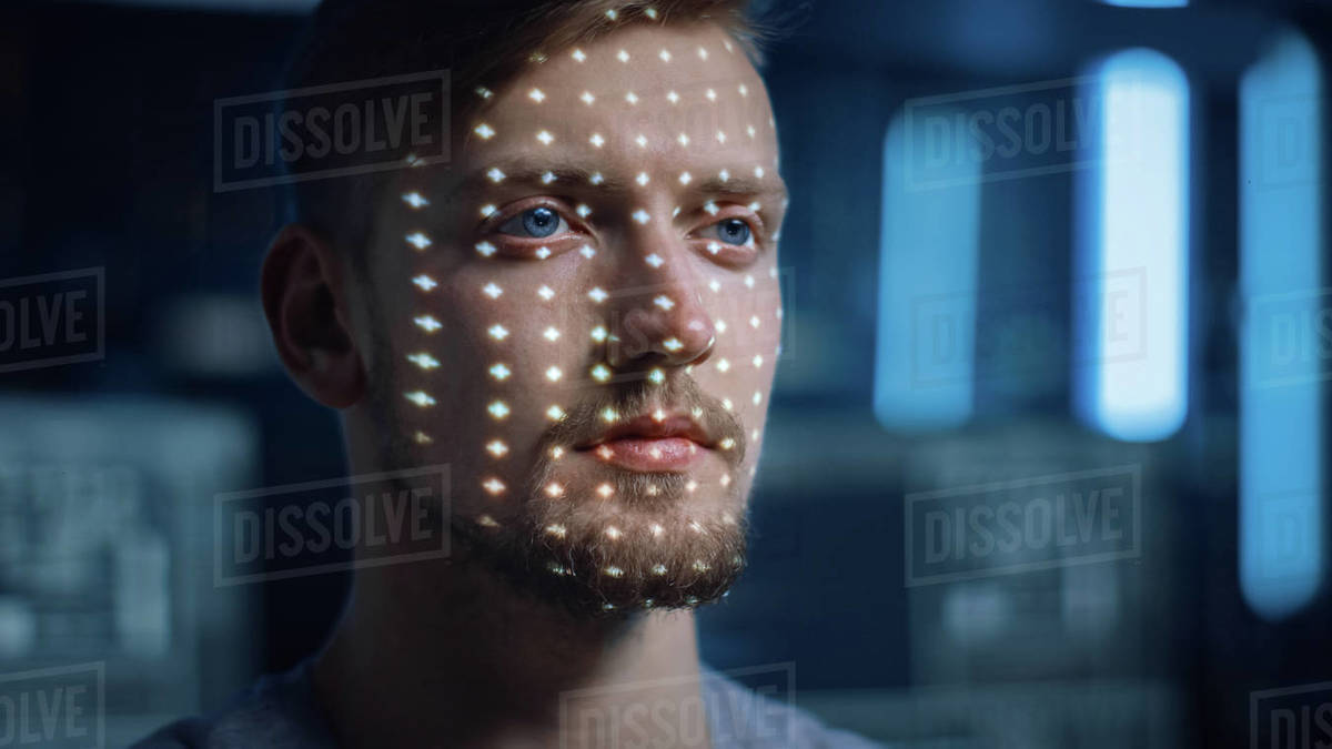 Handsome Young Caucasian Man is Identified by Biometric Facial ...