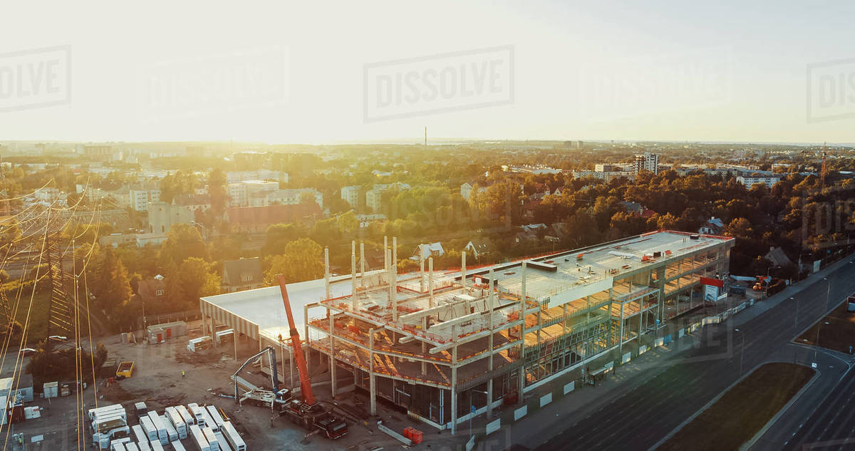 Aerial View of Industrial / Commercial Property Building Construction ...
