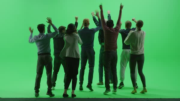 Green Screen Chroma Key Studio: Diverse Crowd of Fans Cheering ...