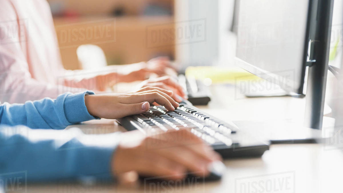 Close-up in School Computer Science Classroom: Smart Little ...