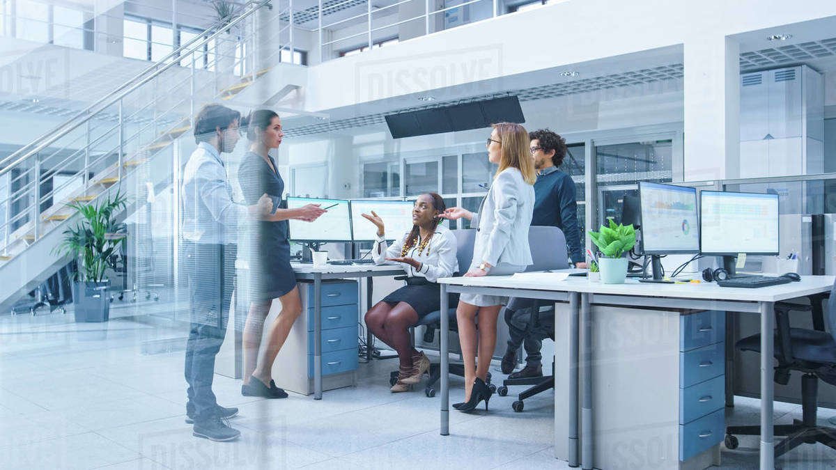 In the Bright Busy Office Group of Young Professionals have Team ...