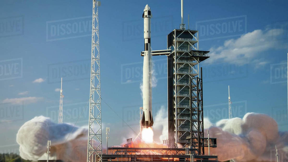 Shot of a Launch Pad Complex: Successful Rocket Launching with Crew on ...