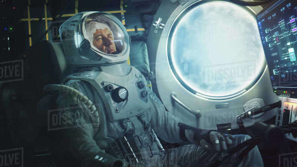 Astronaut Sitting Inside a Space Rocket During Take Off. Successful ...
