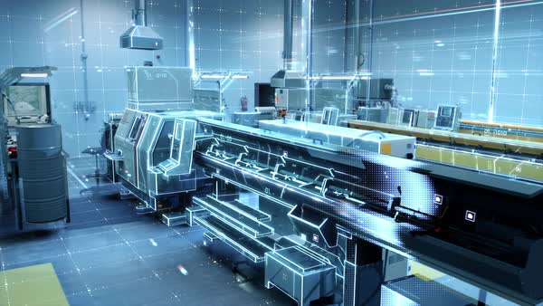 Futuristic Animation: Factory Digitalization with Information Lines ...