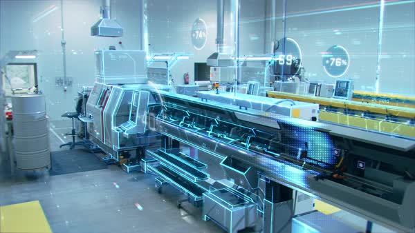 Futuristic Concept: Factory Digitalization with Information Showing ...