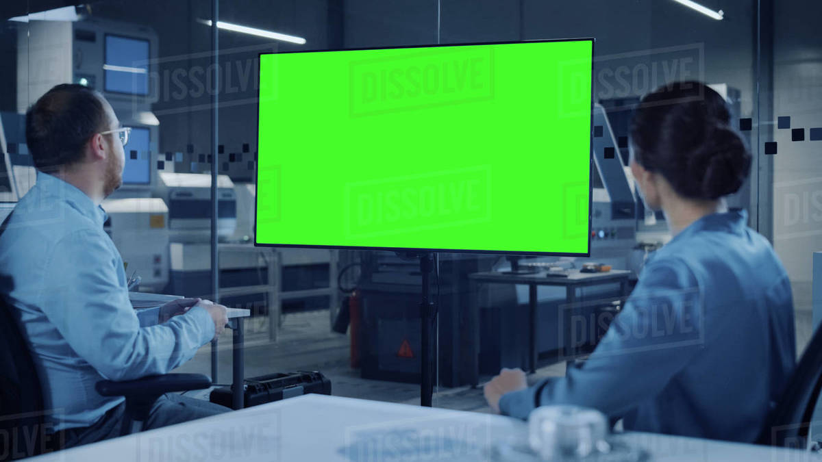 Watching Interactive Digital Whiteboard TV that Shows Green Screen ...