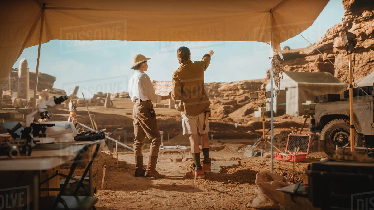 Two Archeologists Work on Excavation Site - Royalty-free Stock Photo ...