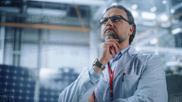 Portrait of Mature Male Engineer Confident and Focused Thinking ...
