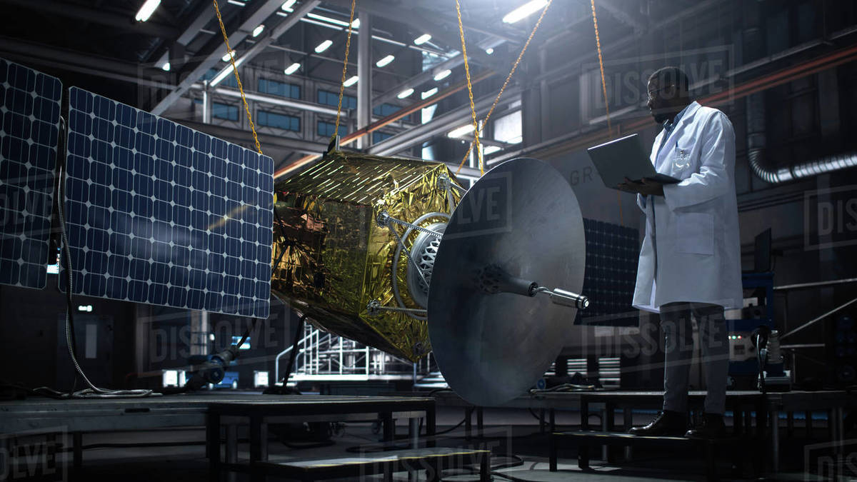 Industrial Engineer Working on Artificial Satellite Construction ...