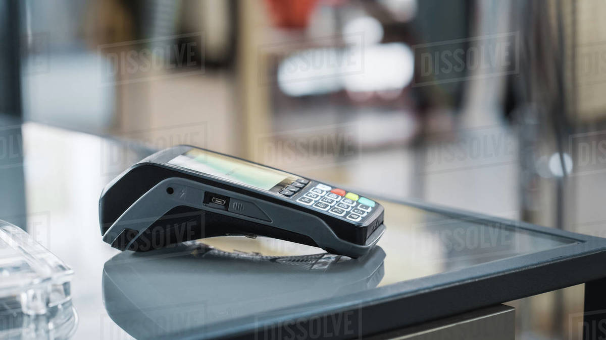 Close-up Shot of a Contactless NFC Bank Terminal Ready for Payment ...