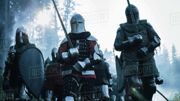 Epic Invading Army of Medieval Soldiers Marching on Battlefield ...