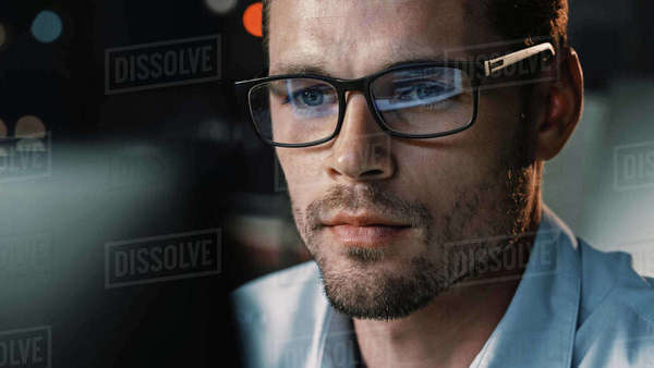 Portrait of Male Startup Digital Entrepreneur Working on Computer ...