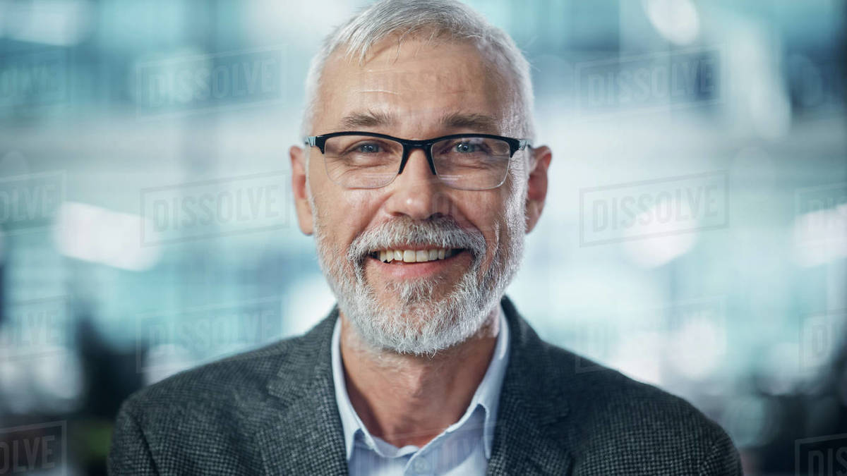 Portrait of Middle Aged Bearded Man Looking at Camera and Smiling ...