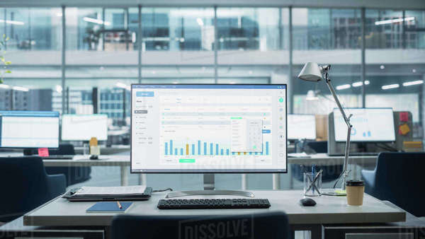 Desktop Computer Monitor with Finance Statistical Data Software and ...