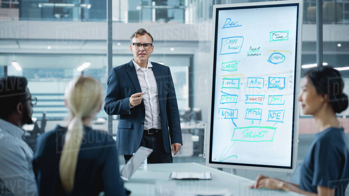 Company Operations Manager Holds Meeting Presentation for a Team of ...