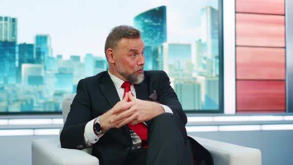 Talk Show TV Program Presenter and Celebrity Interview. Portrait of ...