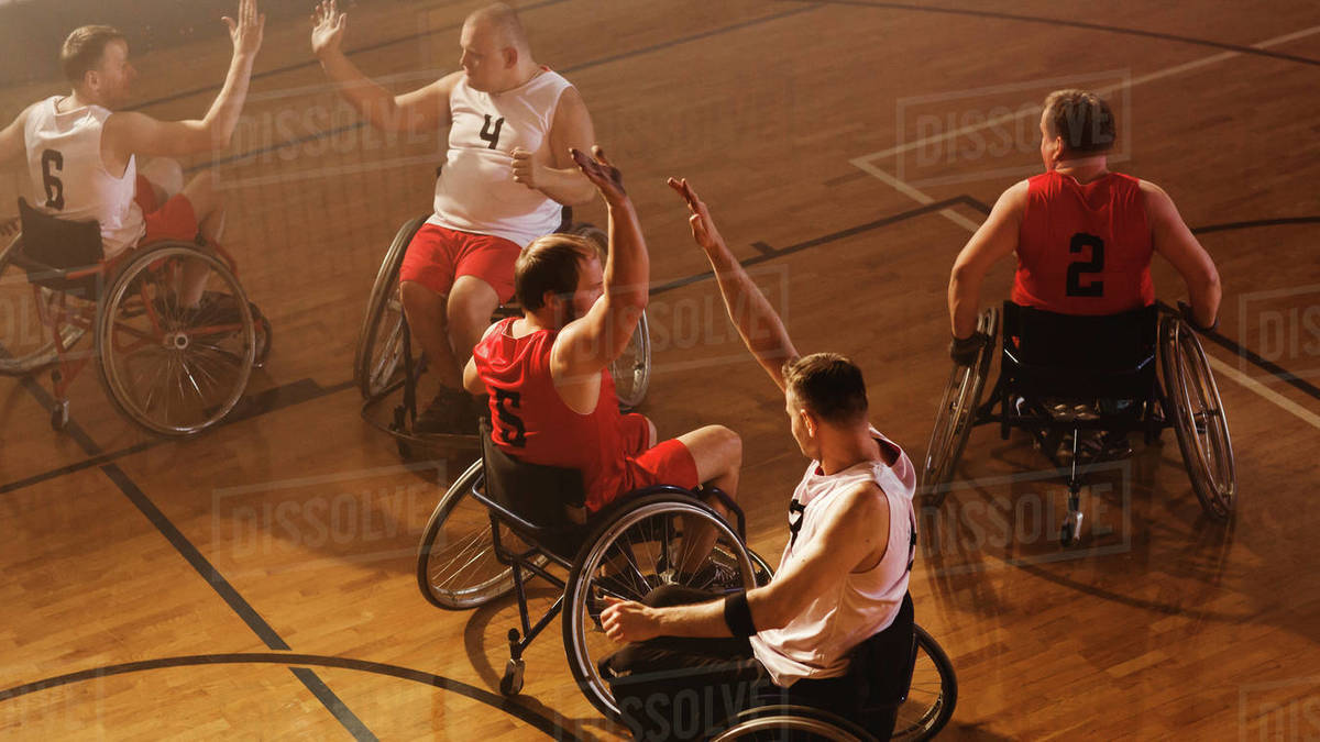 Wheelchair Basketball Game Court: Paraplegic Professional Players Shoot ...