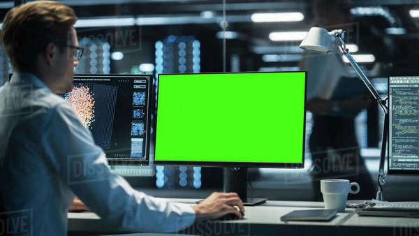 Confident Female Data Scientist Works on Personal Computer in Big ...