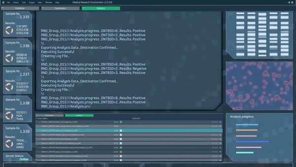 DNA Sample Analysis Software Mock-up with 3D DNA Structure and Red ...