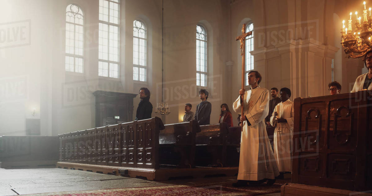 Liturgical in Grand Church: Majestic Procession Of Ministers And ...