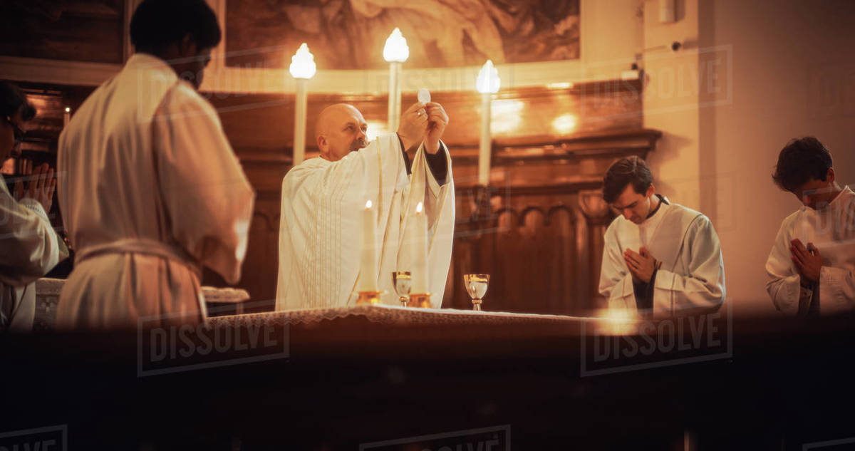 Eucharist Service in Grand Church: Portrait of Christian Minister ...