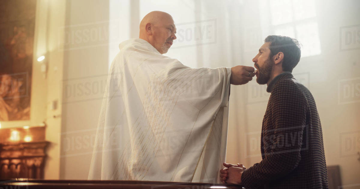 In Church Ceremony of Holy Communion, Eucharist or Last Supper ...