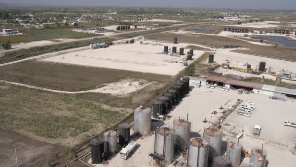Aerial view on oil fields and refinery in Albania. - Stock Video ...