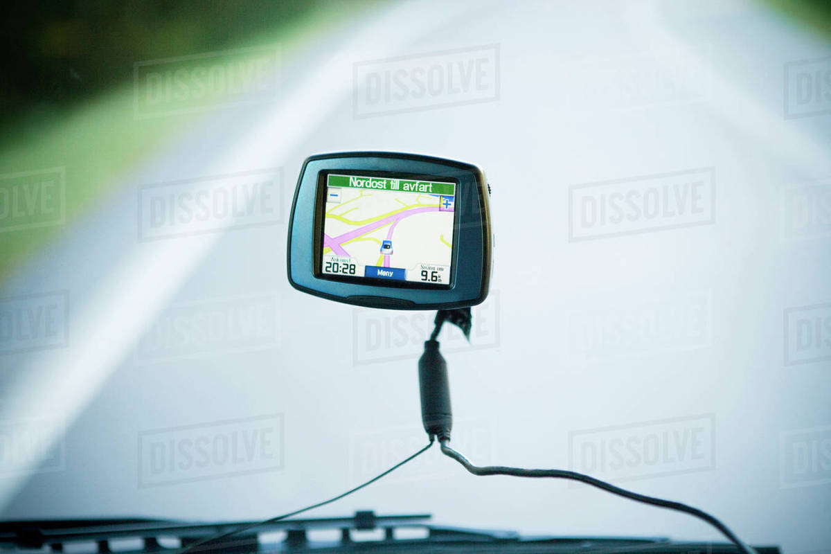 GPS on windscreen - Stock Photo - Dissolve