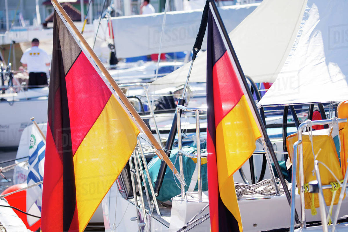 German flags on boats - Royalty-free Stock Photo | Dissolve