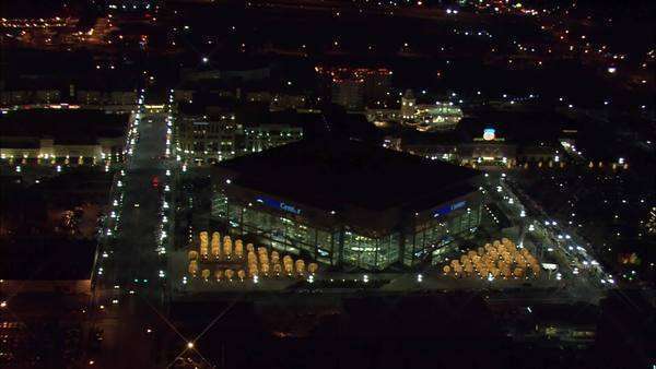 Overview of the Delta Center in Salt Lake City, Utah. Lens flares ...