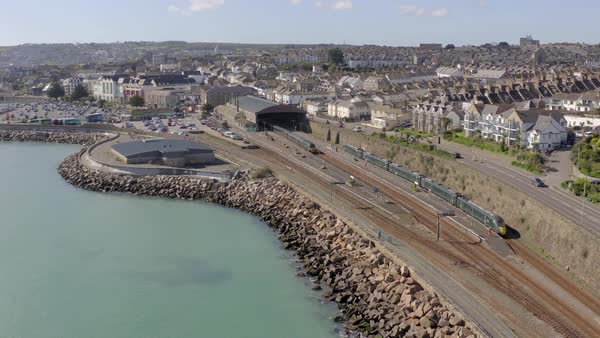 Penzance Railway Station in Cornwall UK Aerial - 4K Royalty-free Stock ...