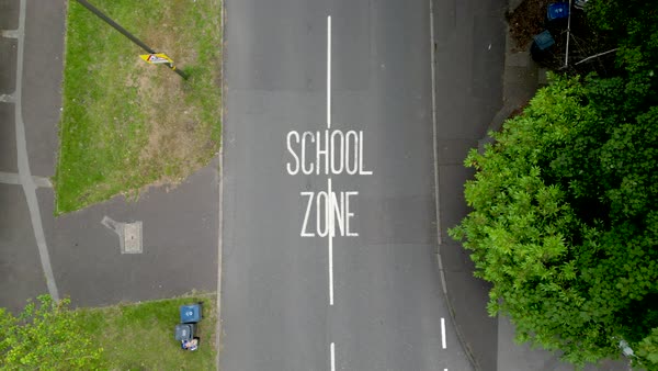School Safety Road Markings and Vehicles Driving - 4K Royalty-free ...
