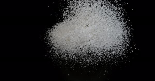 Coconut, cocos nucifera, Powder Exploding against Black Background ...