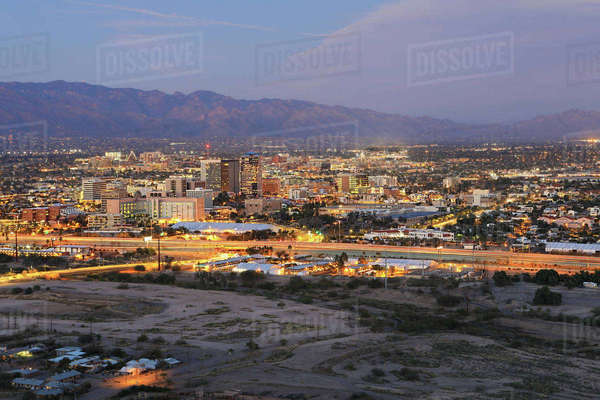 The Tucson skyline at twilight - Royalty-free Stock Photo | Dissolve