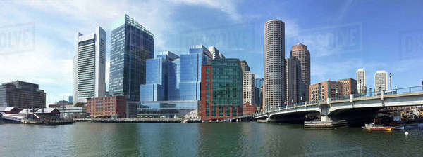 Panorama of the Boston, Massachusetts harbor skyline - Royalty-free ...