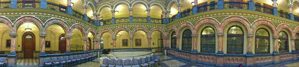 Panorama view of the Atrium of the Rochester City Hall - Stock Photo ...