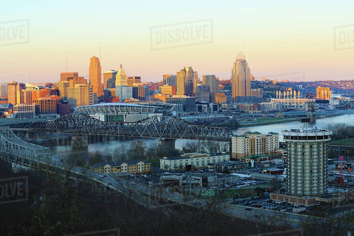 View of the Cincinnati skyline at night - Royalty-free Stock Photo ...