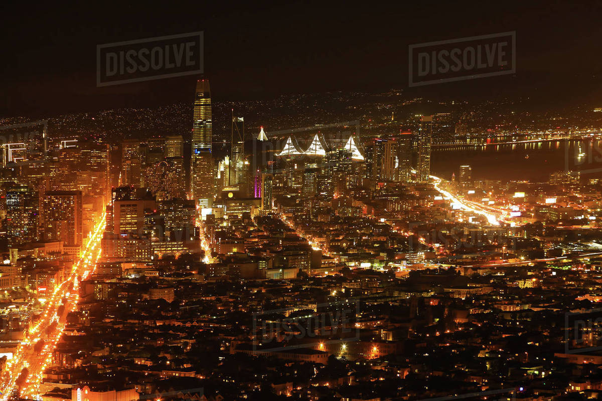 Night view of San Francisco, California - Stock Photo - Dissolve